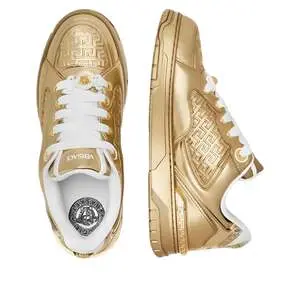 Versace Biggie Basket Metallic Sneakers - Gold