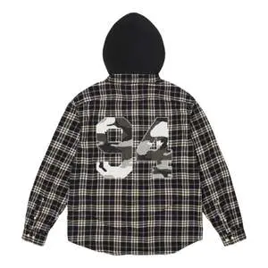 Supreme Appliqué Hooded Flannel Shirt - Black
