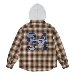 Supreme Appliqué Hooded Flannel Shirt - Brown