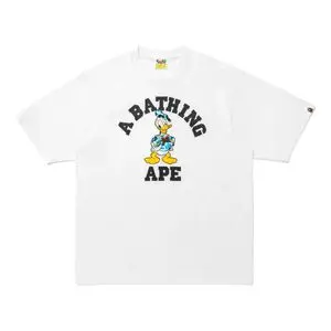 A BATHING APE X Disney Donald Duck College Relaxed Fit T-shirt - White