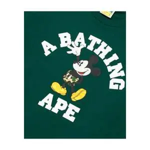 A BATHING APE X Disney Mickey Mouse College Relaxed Fit T-shirt - Green