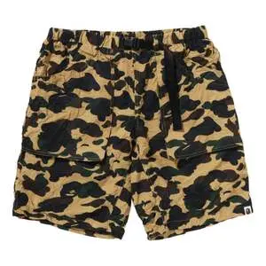 A BATHING APE Crinkle Effect 1stcamo Regular Fit Climbing Shorts - Yellow