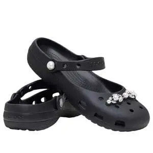 CROCS Classic Pearls Ballet Mary Jane Shoes - Black