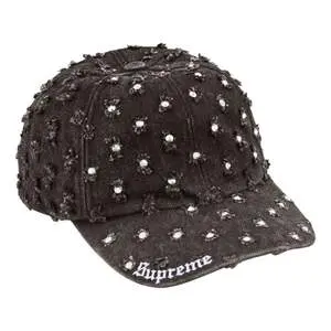 Supreme Fw26 Hole Punch Rhinestone Denim 6-panel