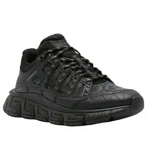 Versace Trigreca Jacquard Leather Sneakers