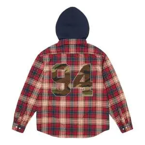 Supreme Appliqué Hooded Flannel Shirt - Red