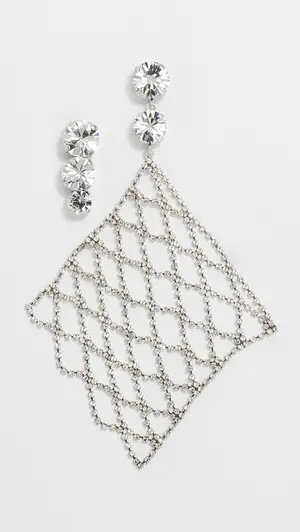 Isabel Marant Étoile Crystal Mesh Asymmetric Drop Earrings