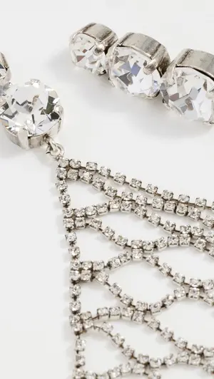 Isabel Marant Étoile Crystal Mesh Asymmetric Drop Earrings