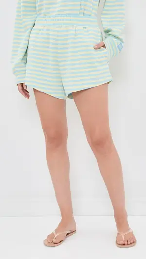 Daily Drills Striped Cotton Blend Drawstring Shorts