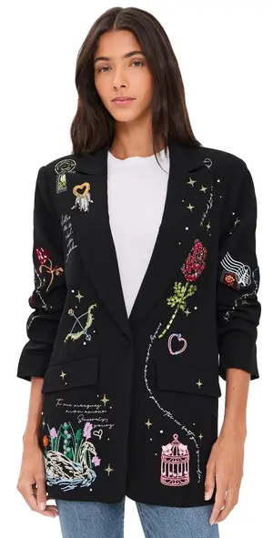 Cinq À Sept Kelsa Blazer With Embroidered Detailing - Black/multi