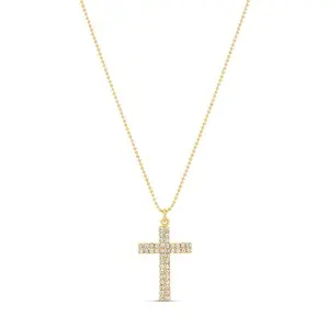 SHYMI Double Pave Cross Necklace - Gold