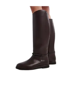 Brunello Cucinelli Solid Color Leather Knee-high Boots