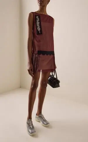 Miu Miu Embroidered Cotton-tulle Mini Dress