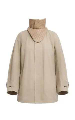 Bottega Veneta Leather-trimmed Short Cotton Trench Coat
