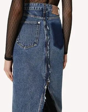 Red Valentino A-shaped Denim Skirt