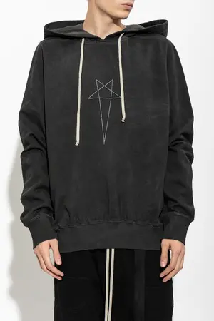Rick Owens Oversized Distressed Cotton Hoodie