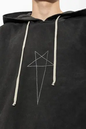 Rick Owens Oversized Distressed Cotton Hoodie