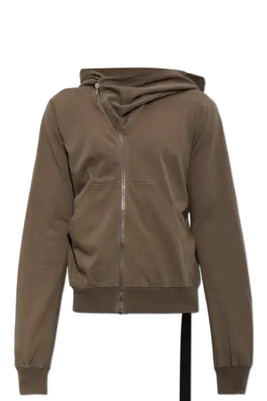 Rick Owens Sweatshirt With Asymmetrical Zipper - Brown