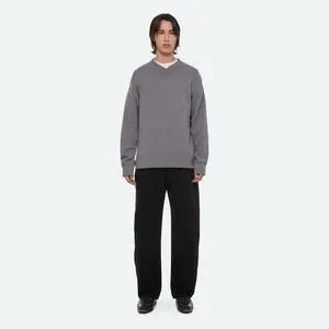 Helmut Lang Distressed V-neck - Grey Melange