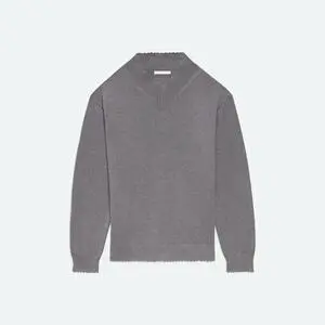 Helmut Lang Distressed V-neck - Grey Melange