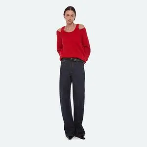 Helmut Lang Double-Layer V-Neck Sweater Red