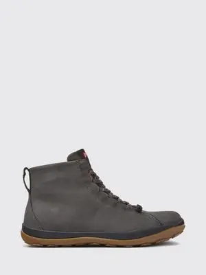 Camper Peu Pista Gm Outdoor Ankle Boots In Nubuck And Gore-tex With Side Zip - Grey