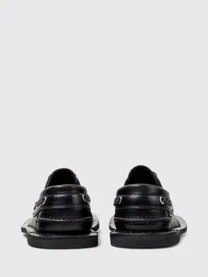 Camper Eki Calfskin Boat Shoes With Asymmetric Square Toe - Black