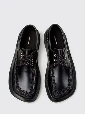 Camper Eki Calfskin Boat Shoes With Asymmetric Square Toe - Black