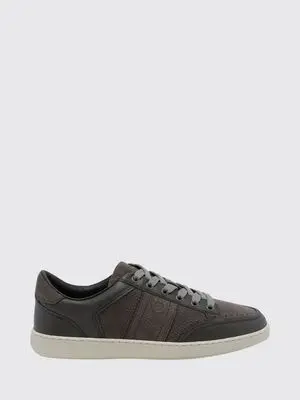 FERRAGAMO Gancini Low-top Sneakers In Calfskin And Nubuck Leather - Grey