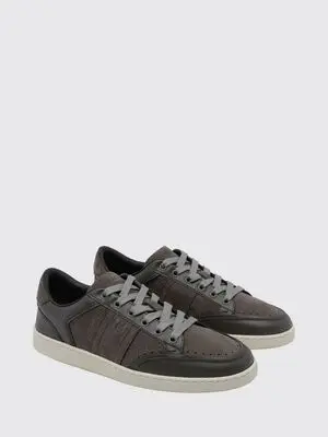 FERRAGAMO Gancini Low-top Sneakers In Calfskin And Nubuck Leather