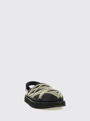 Rick Owens Leather Slingback Shoes With Velcro Strap - Black