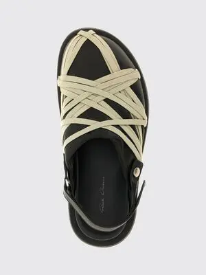 Rick Owens Leather Slingback Shoes With Velcro Strap - Black