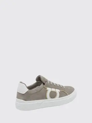 FERRAGAMO Low-top Sneakers In Leather With Contrasting Gancini Monogram