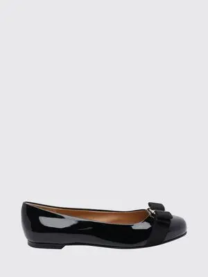 FERRAGAMO Patent Leather Varina Ballet Flats With Iconic Bow