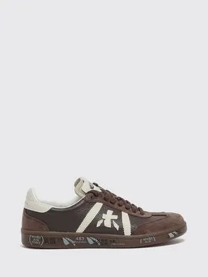 Premiata Bonnie Leather And Suede Sneakers With Maxi Side Logo - Dark