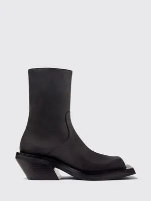 Camper Quetal Leather Western Boots With Square Toe And Flared Heel - Black
