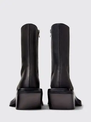 Camper Quetal Leather Western Boots With Square Toe And Flared Heel