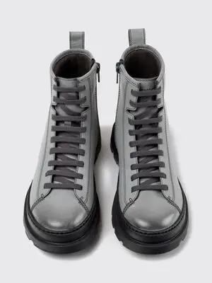 Camper Brutus+ Distressed-effect Calfskin Combat Boots With Zip