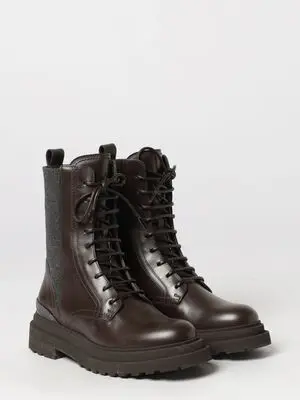 Brunello Cucinelli Lace-up Leather And Wool Boots