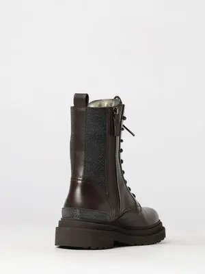 Brunello Cucinelli Lace-up Leather And Wool Boots
