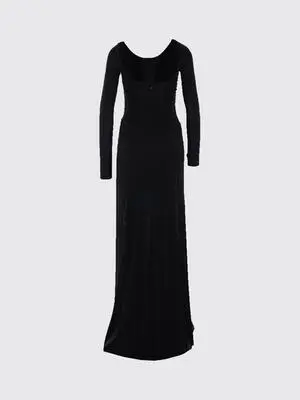 Elisabetta Franchi Long Asymmetrical Sheath Gown In Jersey
