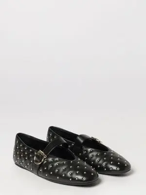 FERRAGAMO Gancini Buckle Studded Nappa Mary Jane Flats