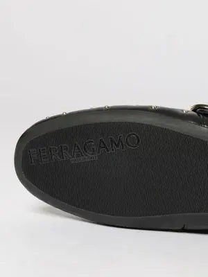 FERRAGAMO Gancini Buckle Studded Nappa Mary Jane Flats