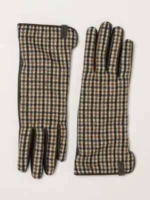Brunello Cucinelli Check Pattern Gloves In 100% Virgin Wool