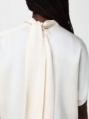 Brunello Cucinelli Silk Blouse With Tie Detail - Beige