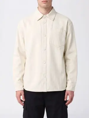 AMI Paris Cotton Denim Shirt Jacket With Patch Pockets