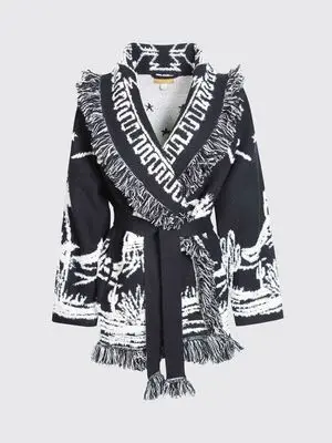 Alanui Jacquard Cashmere And Wool Cardigan With Fringes And Belt