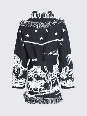 Alanui Jacquard Cashmere And Wool Cardigan With Fringes And Belt