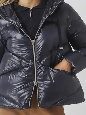 Herno Short Hooded Down Jacket In Water-repellent Ultra-light Nylon