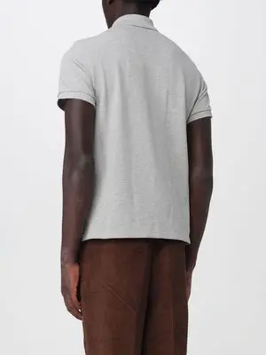AMI Paris Short-sleeve Cotton Polo With Embroidered De Coeur Logo - Grey